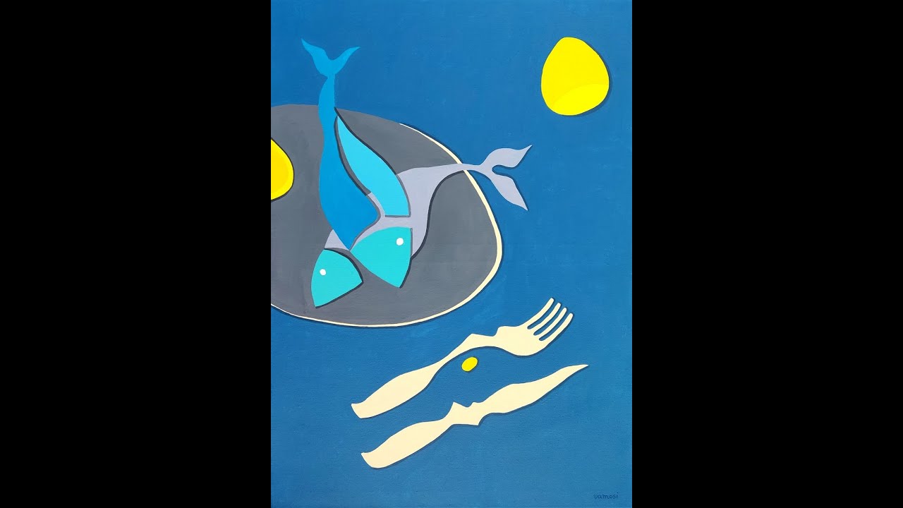 Still life with fish by Peter Vamosi, acrylic on canvas, 50x70 cm, 2024 ...