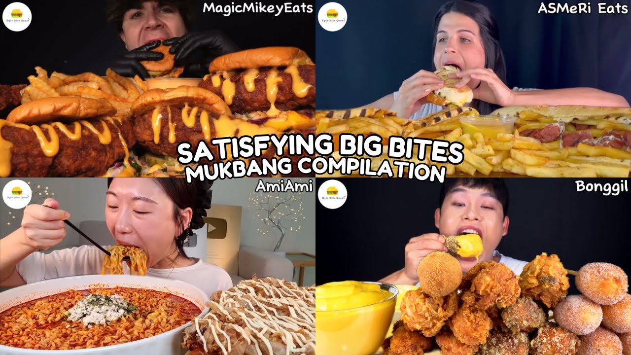 ASMR | SATISFYING BIG BITES MUKBANG COMPILATION | FAST FOOD & KOREAN ...