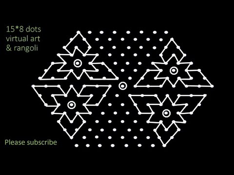 Beautiful rangoli with 15*8 dots//festival rangoli//rangoli with dots ...