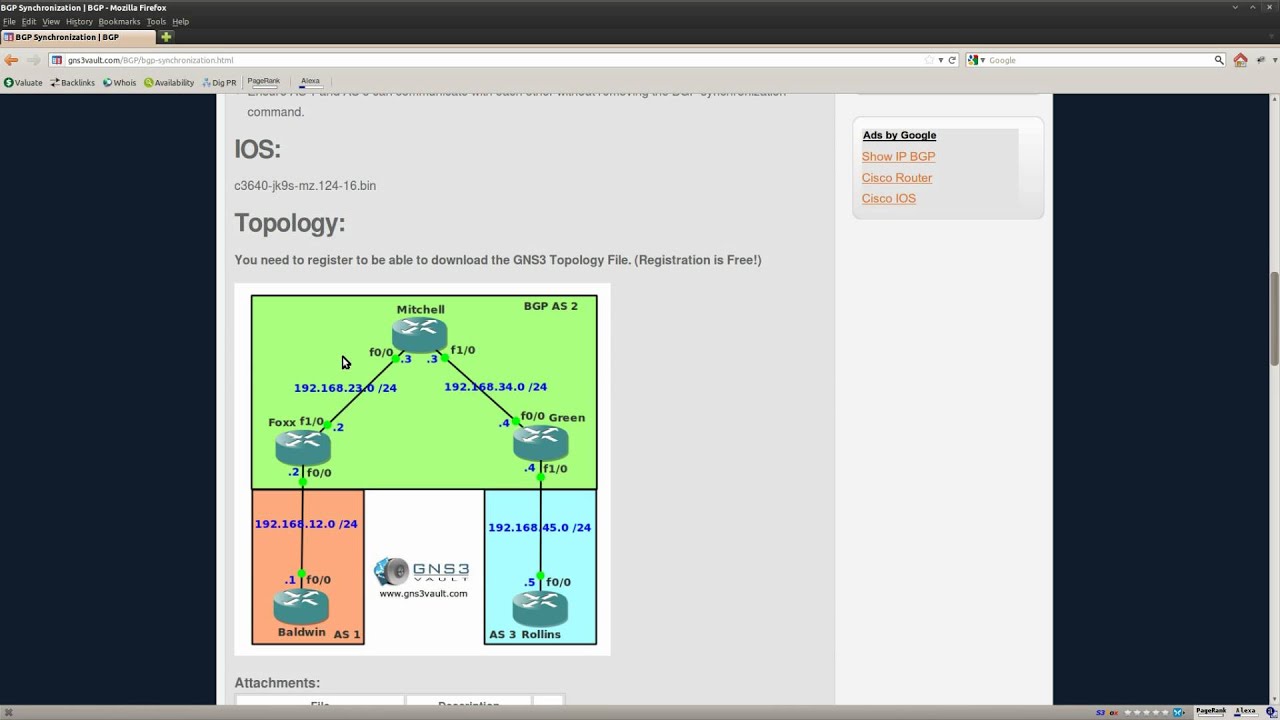 BGP Synchronization lab in GNS3 - YouTube