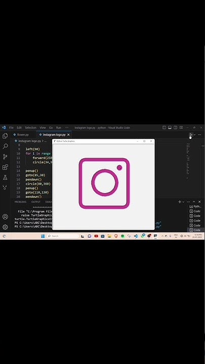Draw Instagram logo using python | python turtle | #pythonturtle #python3 #shorts #short #viral ...