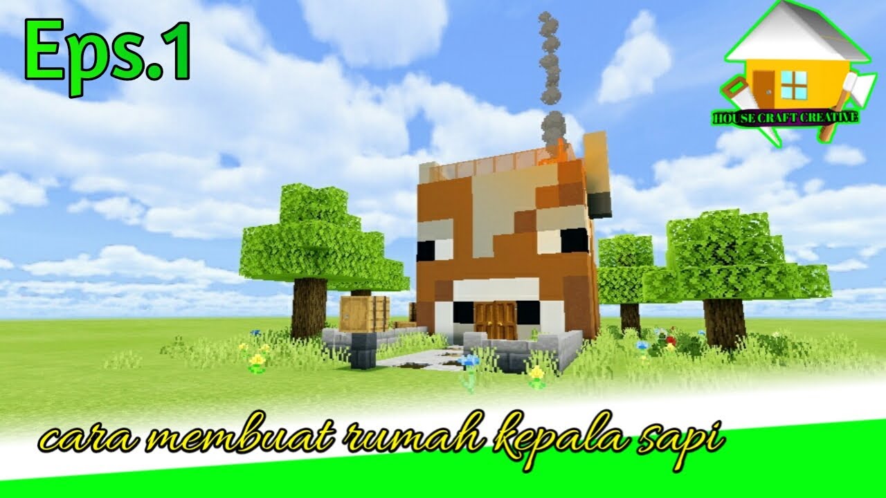 cara membuat rumah kepala sapi di minecraft || house craft creative ...
