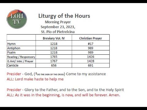 Liturgy of the Hours Morning Prayer, September 23, 2023 - YouTube