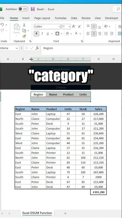 How To Use Dsum Function In Excel Sum Values Based On Multiple Criteria Shorts Youtube 5371