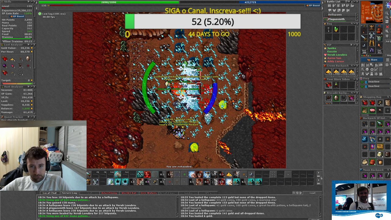 HUNT PARTY Hellspawn e Plaguesmith, Knight+Druid Tibia # 185- - YouTube