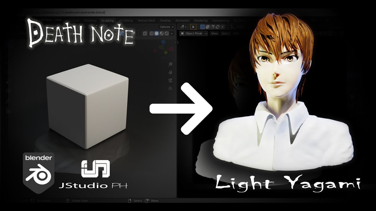 Death Note | Light Yagami 3d sculpt timelapse | Blender 2.8 - YouTube
