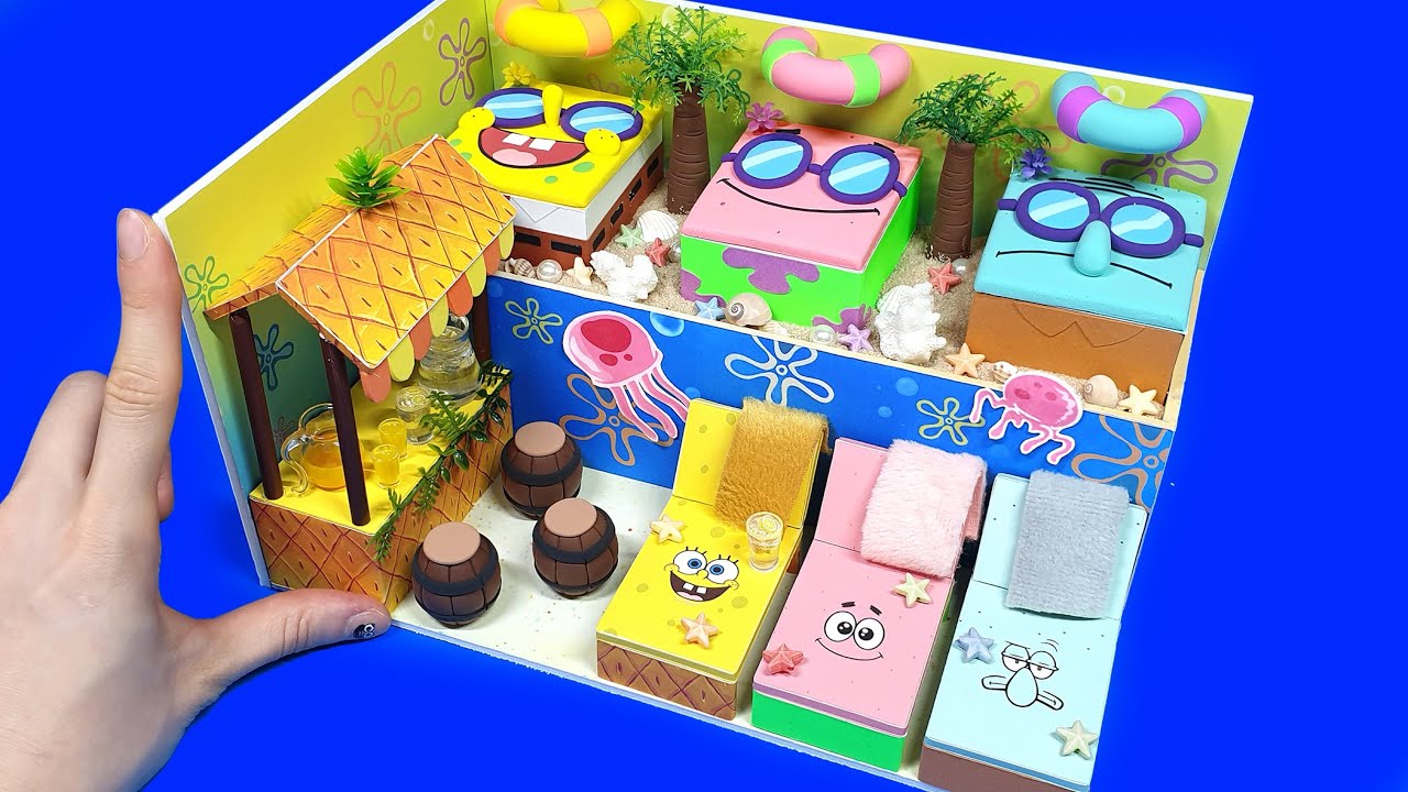 DIY Miniature Spongebob & friends Summer Board House # - Spongebob ...