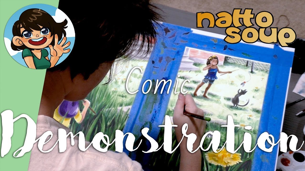 Painting Pages- Working on a Double Page Comic Spread - YouTube