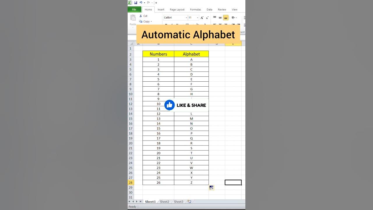 A to Z Alphabetic Series in Excel💯🔥#numbers #alphabet #exceltips - YouTube