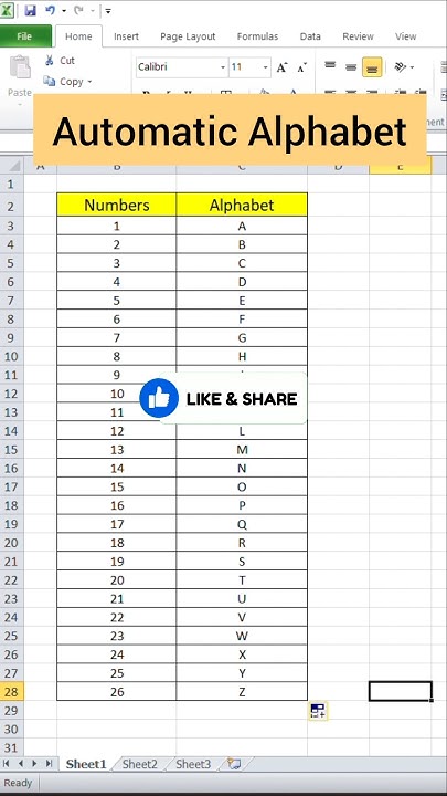 A to Z Alphabetic Series in Excel💯🔥#numbers #alphabet #exceltips - YouTube