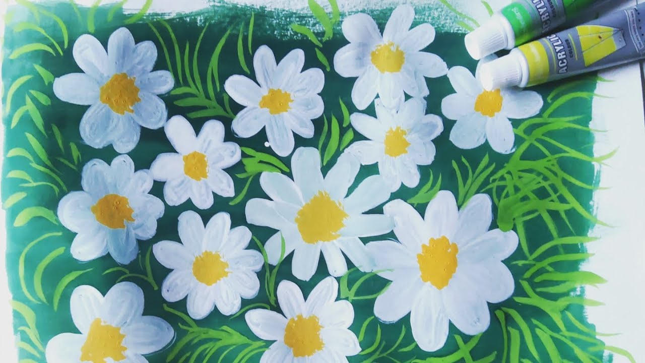 Daisy flower painting// Easy Painting// Painting House 💕 - YouTube