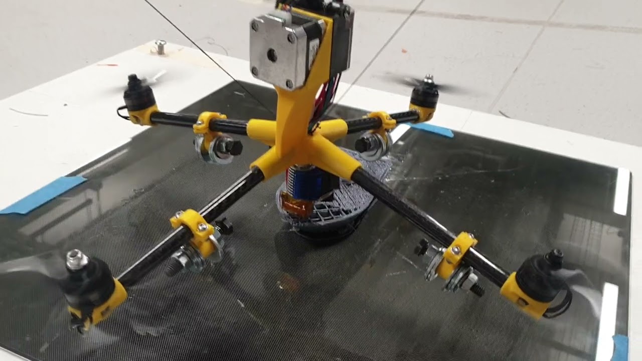 Drone stabilised suspended cable driven parallel robot 3D printer ...