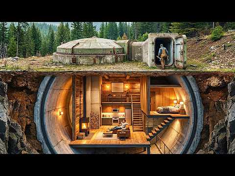 This man Built a SECRET HOUSE inside an ABANDONED MISSILE SILO — Building a house underground (ASMR)