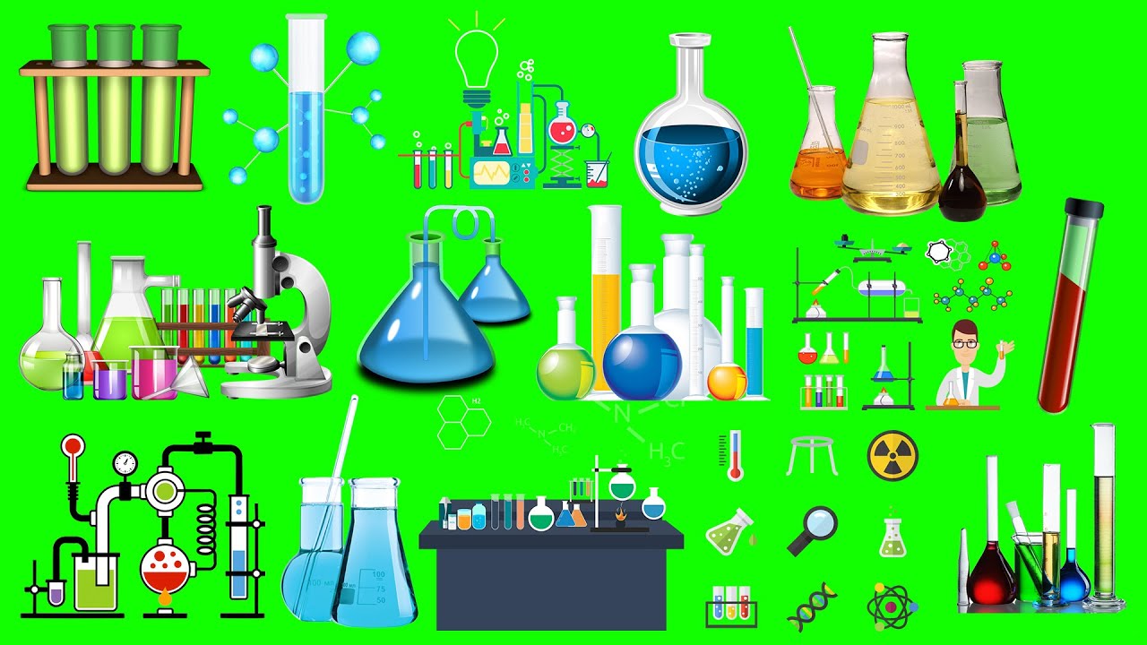 Green Screen Chemistry Lab Equipment Vector | SCIENCE LAB EXPERIMENT ...