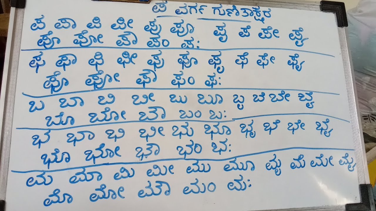 ಪ ವರ್ಗ ಗುಣಿತಾಕ್ಷರ/ pa varga gunitakshara - YouTube