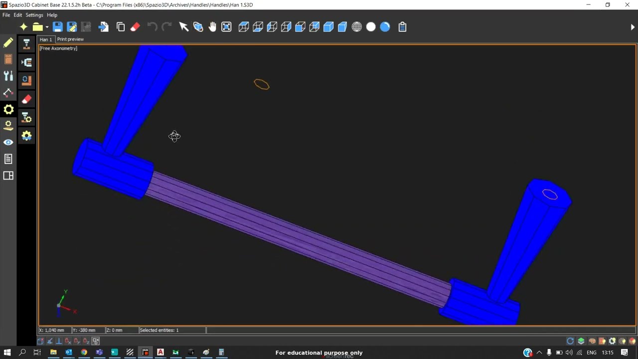 27 Spazio3D Modifying hinges, handle and Drawer channels - YouTube