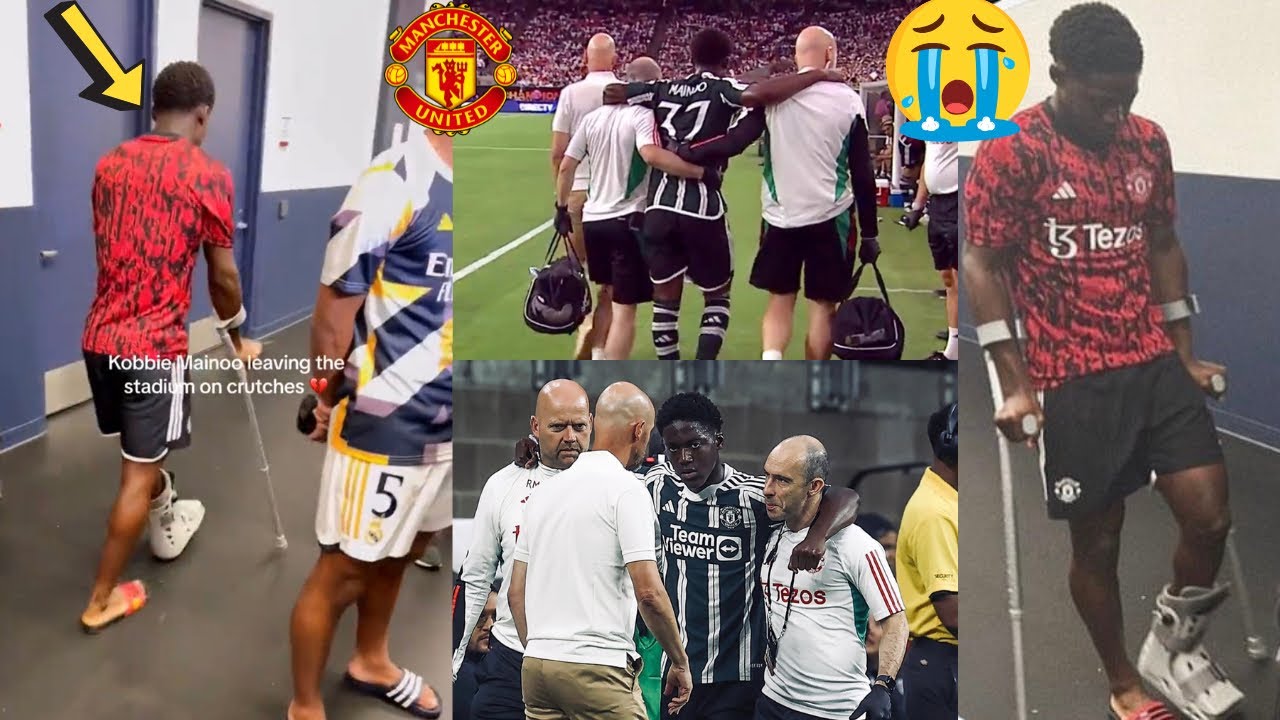 Sad 🥲 Kobbie Mainoo injury in Real Madrid vs Man United friendly game ...