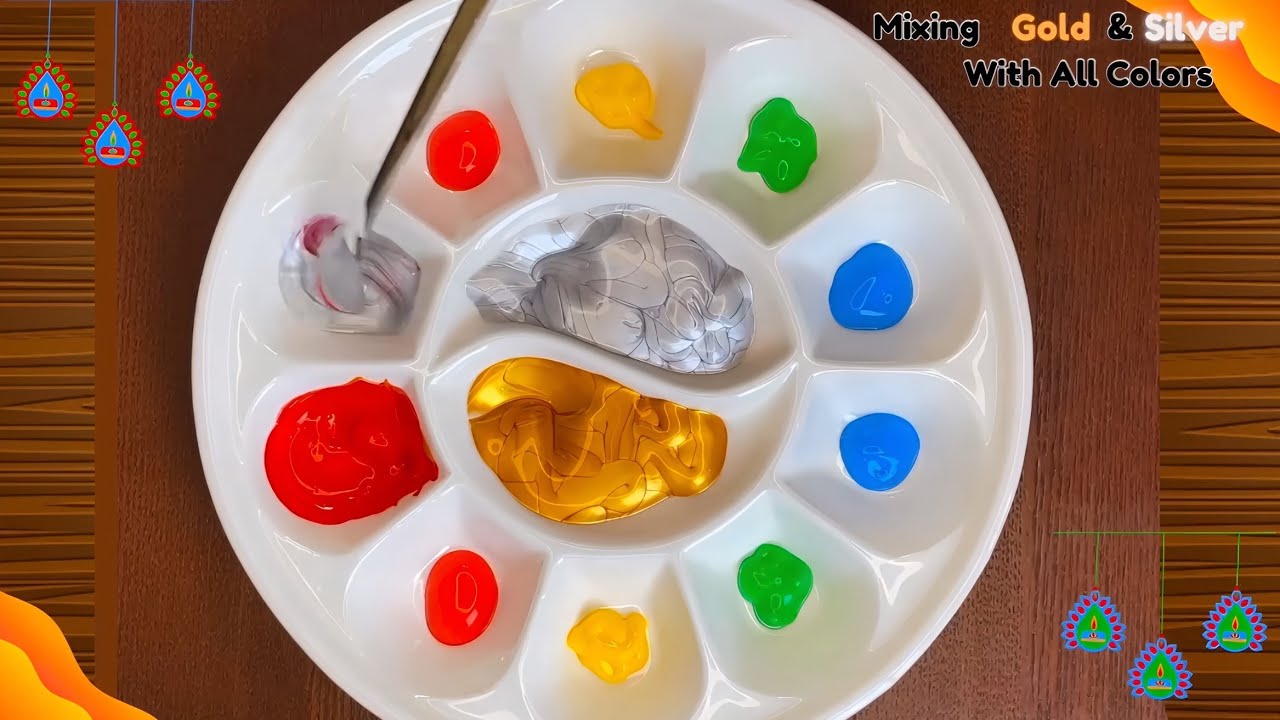 ASMR SATISFYING MIXING GOLD & SILVER WITH ALL COLORS🌈 GUESS THE COLORS ...