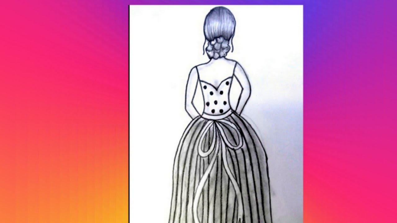 How to draw girl backside||Step by step drawing for beginners - YouTube