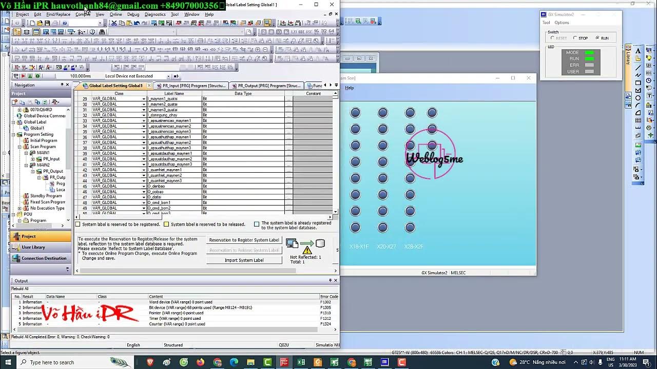 GX work 3 Tutorial | force input X vs output relay Y by GX simulation and run stop download to ...