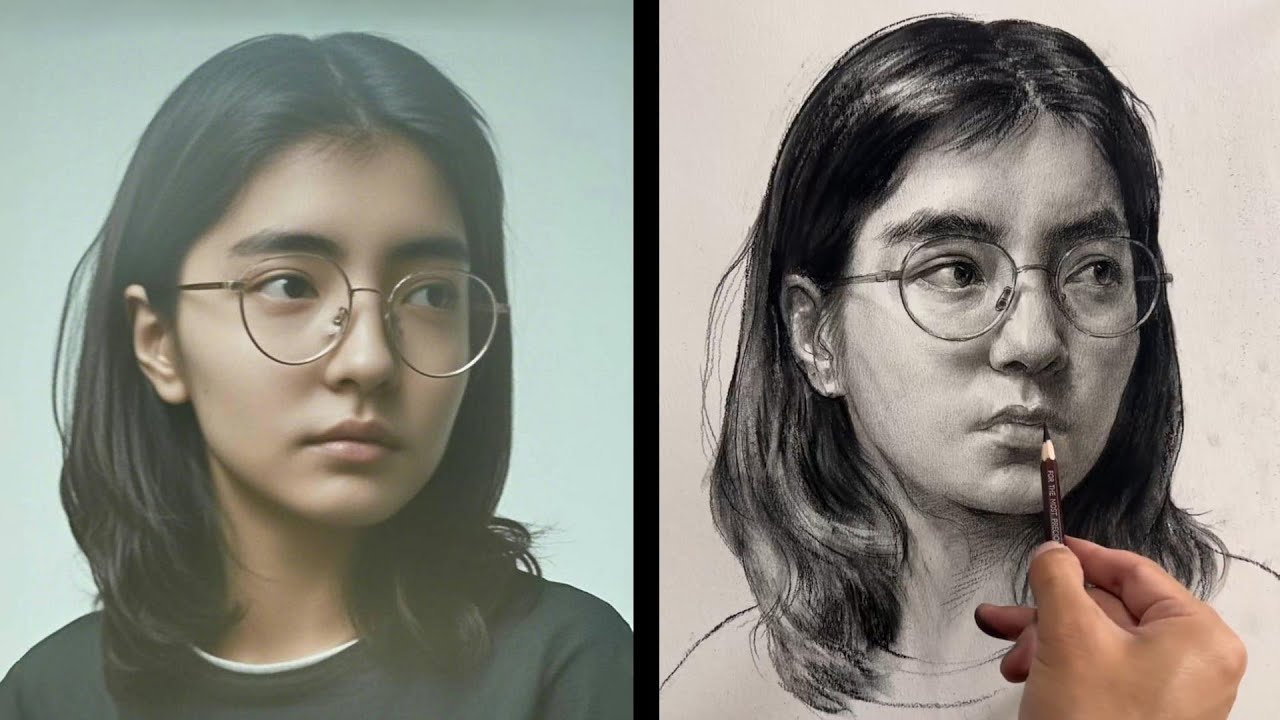 How to Draw a Girl Wearing Glasses Step by Step | Portrait Painting ...