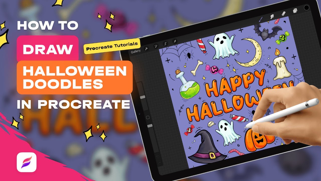 How to make Halloween themed doodles 🎃 How to Draw doodles in Procreate ...