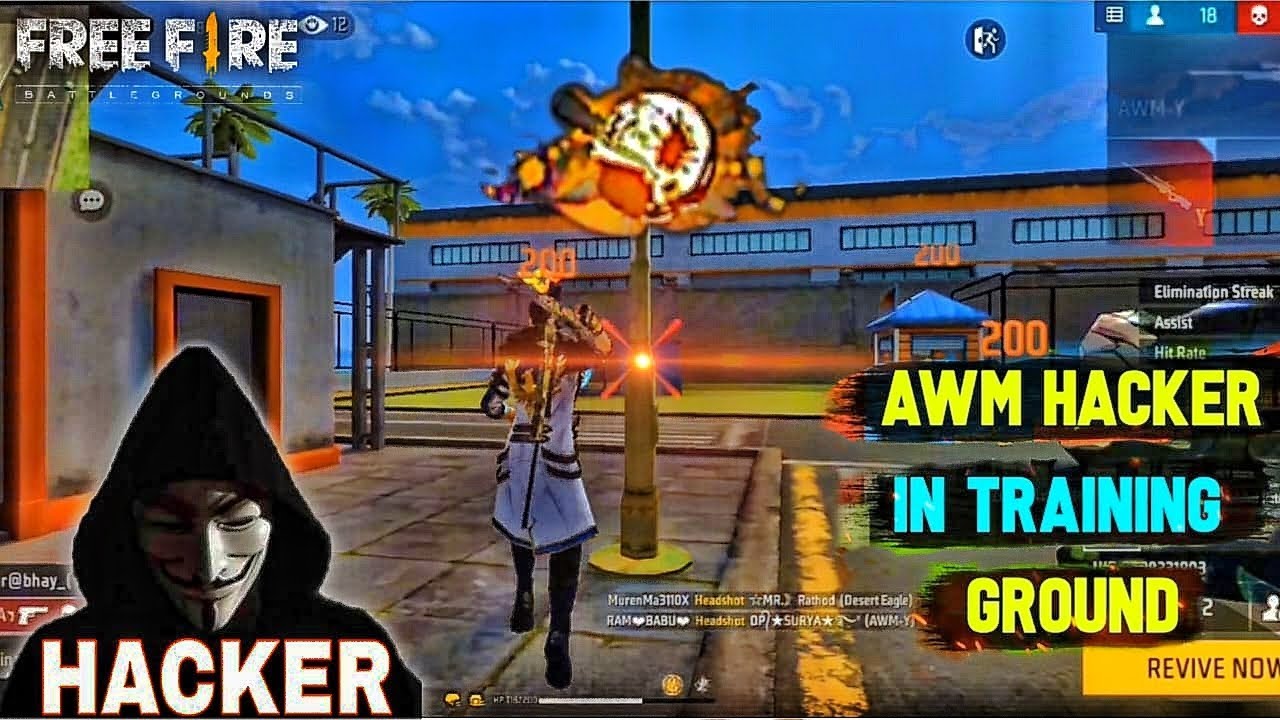 AWM HEADSHOT HACKER ON TRAINING GROUND😱-GARENA FREE FIRE - YouTube