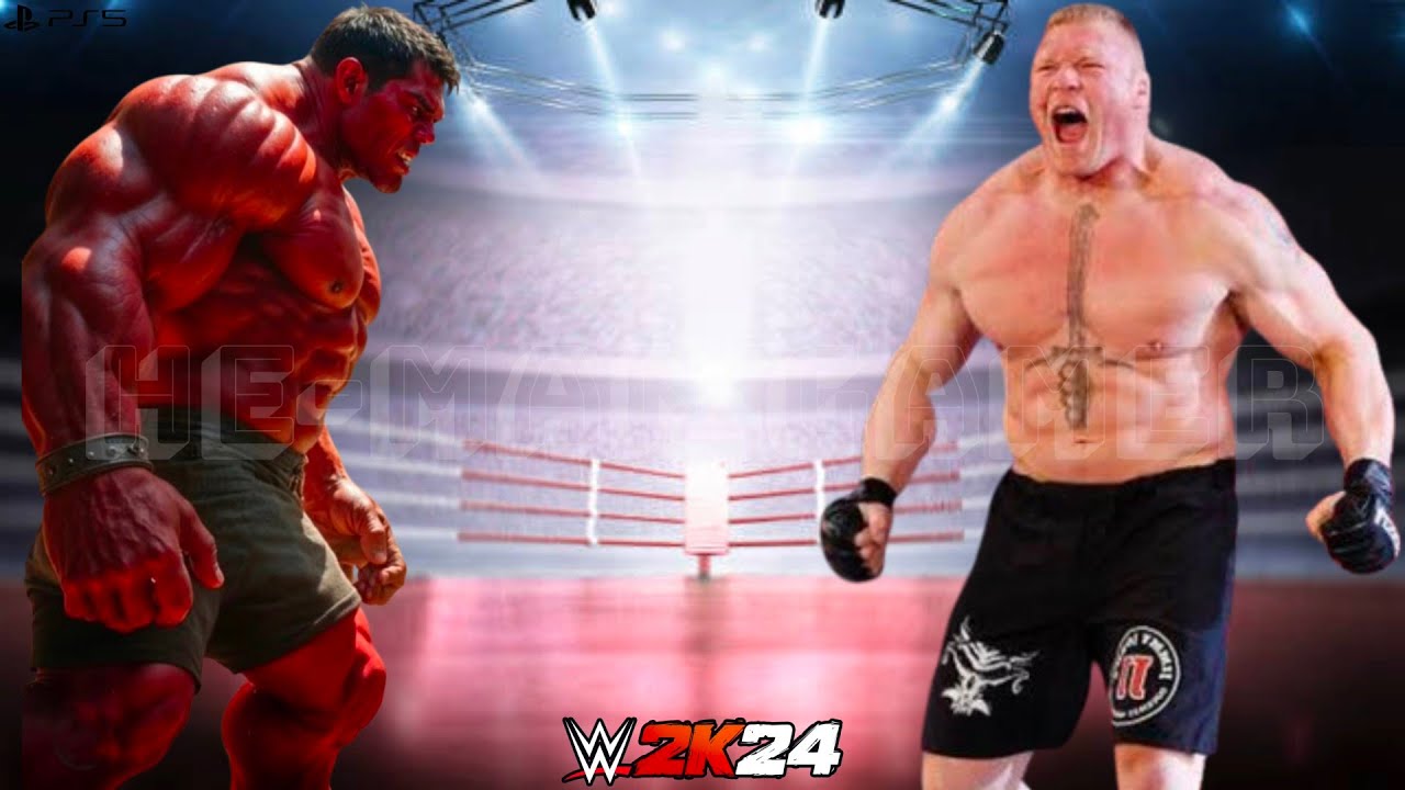 WWE 2K24 - Brock Lesnar vs Red Hulk | No Holds Barred Match at RAW ...