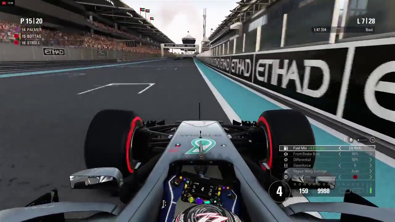 F1 2017 (Mercedes W08 EQ) Abu Dhabi 50% race against AI - YouTube