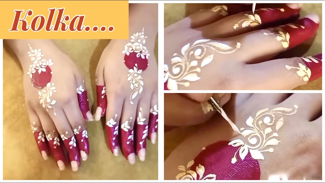 Hand kolka design for dance || Alta design with fabric color ...