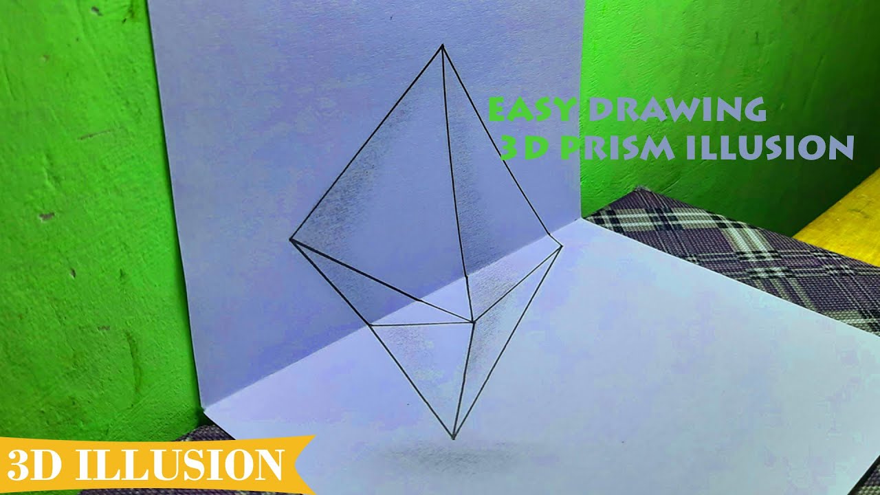 Easy way to draw optical illusion prism 3d for beginners | 3d drawing ...