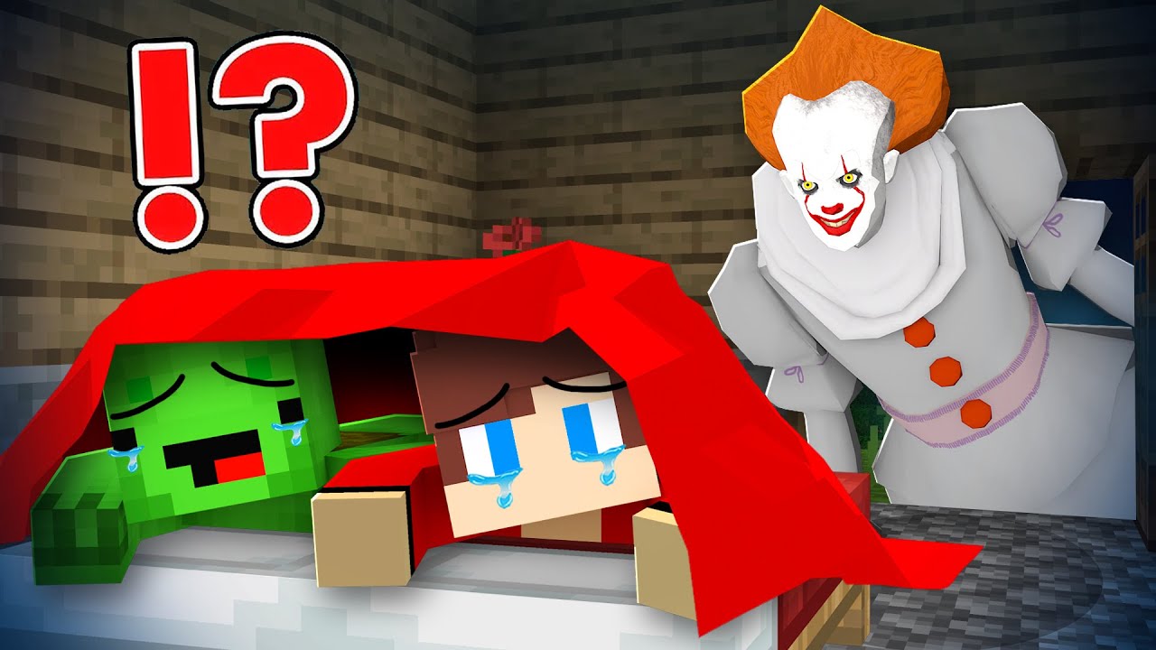 JJ and Mikey HIDE from PENNYWISE in Minecraft Maizen challenge - YouTube