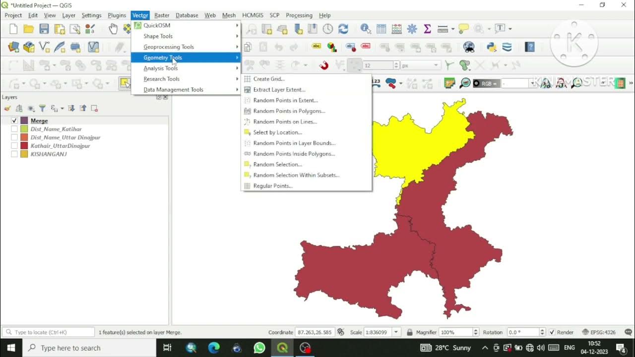 Vector Layers Dissolve, Merge,Clip, Split in QGIS - YouTube