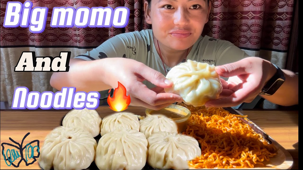 BIG MOMO//TAIPO// NEPALI CURRENT NOODLES EATING// NEPALI MUKBANG ...