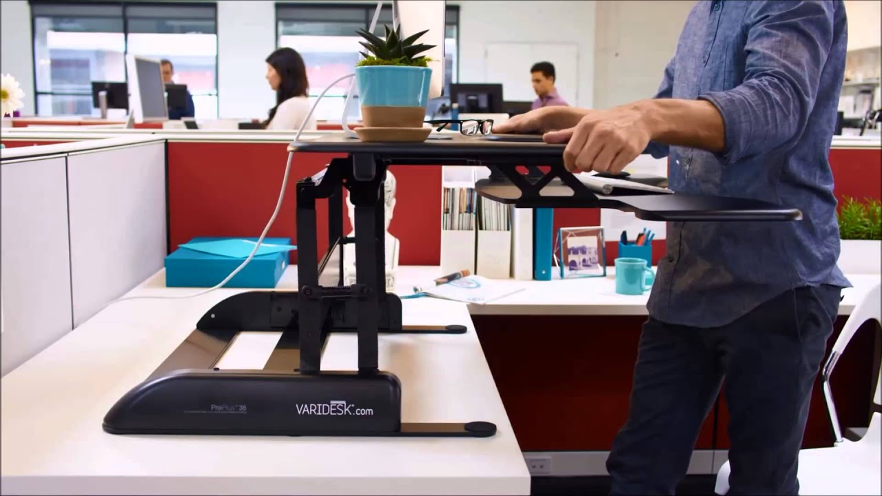Varidesk Pro Plus 36 Sit Stand Desk Converter - YouTube