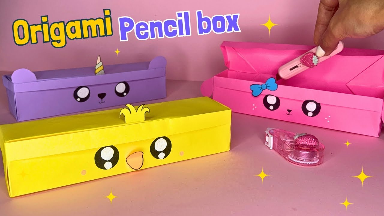 origami paper pencil box| how to make |back to school |origami paper ...