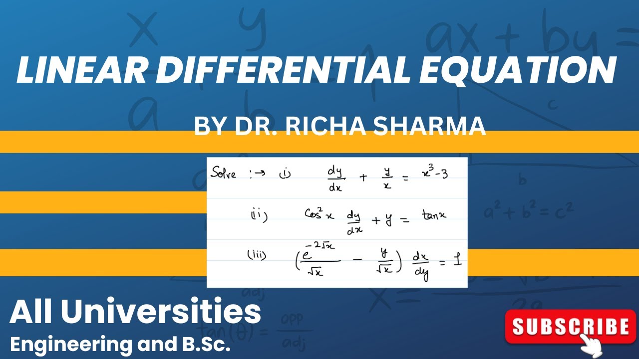 Lecture–7 | Leibnitz Linear Differential Equation | Higher Engineering ...