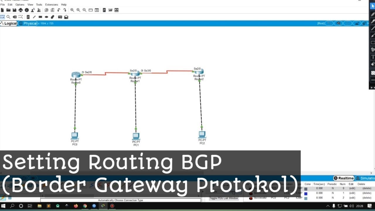 Bgp Border Gateway Protocol Configuration In Cisco Packet Tracer Youtube