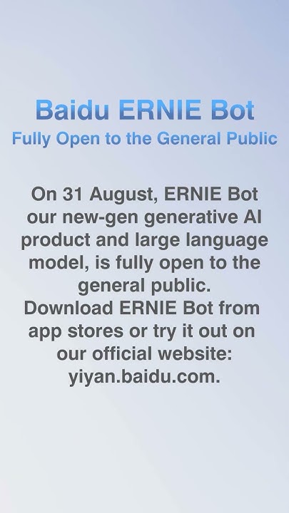 Baidu ERNIE Bot Fully Open to the General Public｜ERNIE Bot #ai #ernie#shorts - YouTube