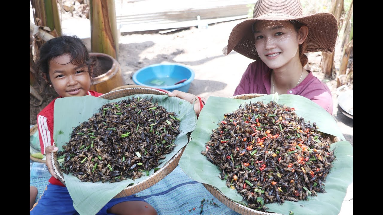 Yummy Deep fried Crickets recipe | Crickets Cooking | Village Food KH ...