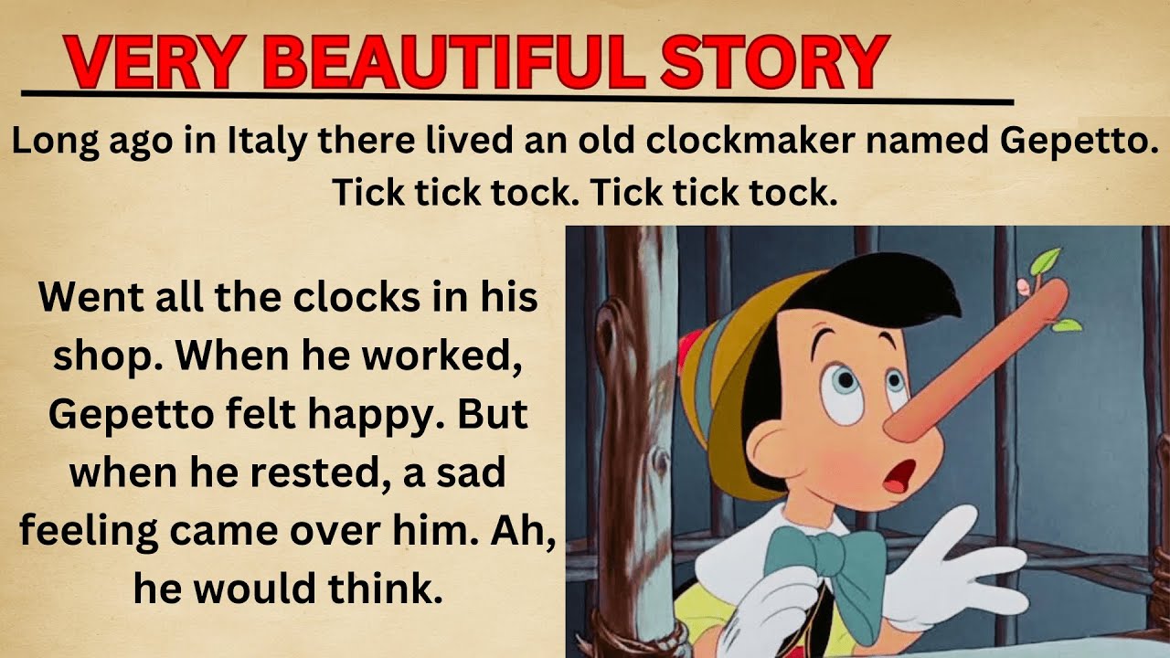 Learn English through Story Level 1 💖 | Pinocchio | English Story ...