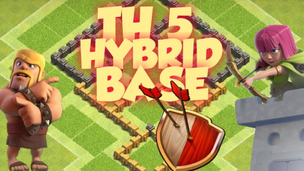 TH 5 HYBRID BASE BEST DEFENSE BASE 2021 - YouTube
