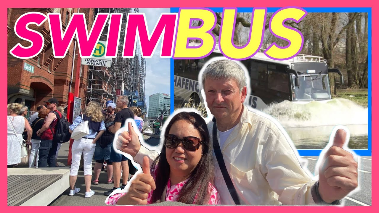 SWIM BUS/AMPHIBIAN BUS /RIVER BUS/HAFEN CITY/SPLASH OF WATER/HAMBURG ...
