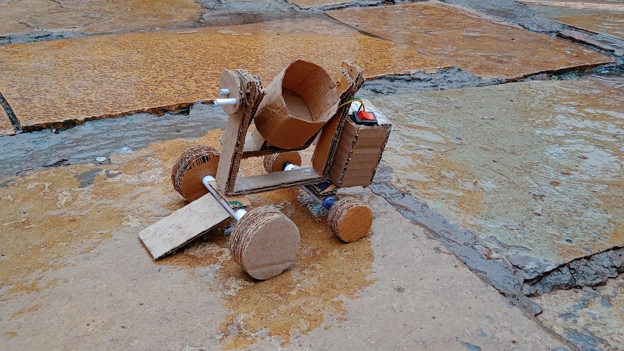 How to Make Cardboard Cement Mixer Making Video ll Mini Cement mixer ll ...