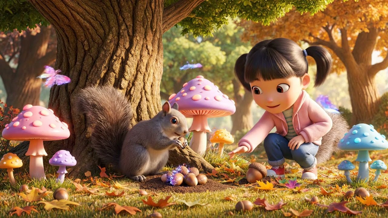 Naughty Squirrel Hid the Sparkling Golden Acorns | Nursery Rhymes for ...
