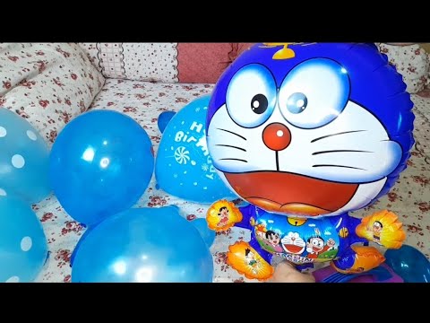 SATISFYING ASMR BLOW BLUE BALLOONS AND DORAEMON BALLOONS#asmr #balloons ...