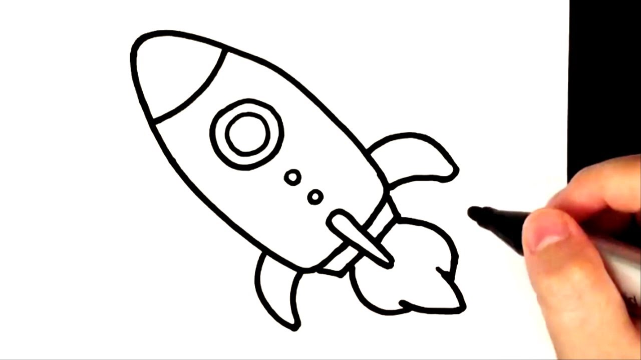 HOW TO DRAW A SPACE ROCKET - easy drawings - YouTube