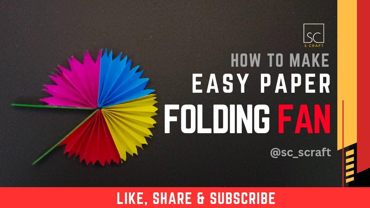 HOW TO MAKE PAPER FOLDING FAN | PAPER FAN | S CRAFT - YouTube
