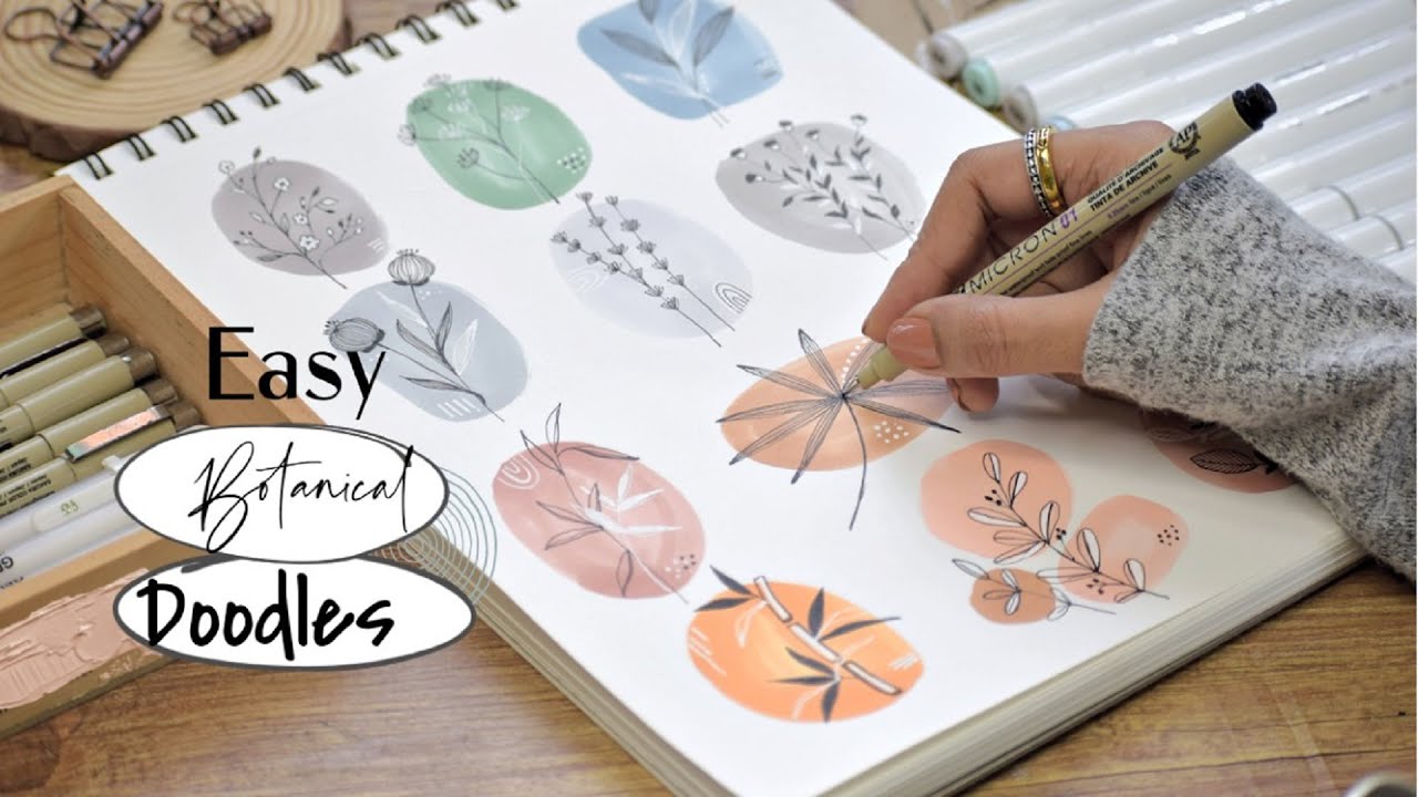 How to Draw Botanical / Easy Doodles for Beginners / Bullet Journal ...