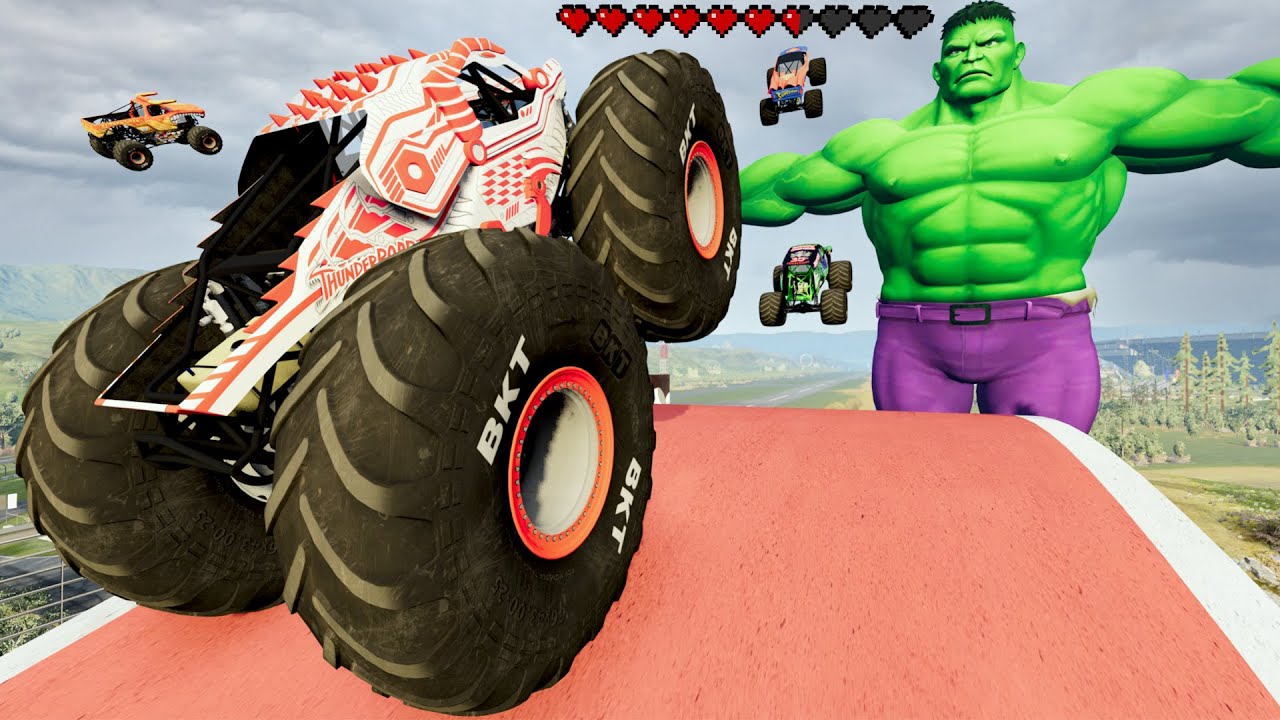 Monster Truck & The Hulk Crash Battle | BeamNG Drive - Griff's Garage ...